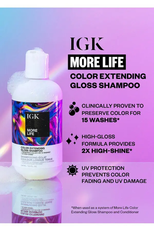 IGK More Life Color Extending Gloss Shampoo - Natural
