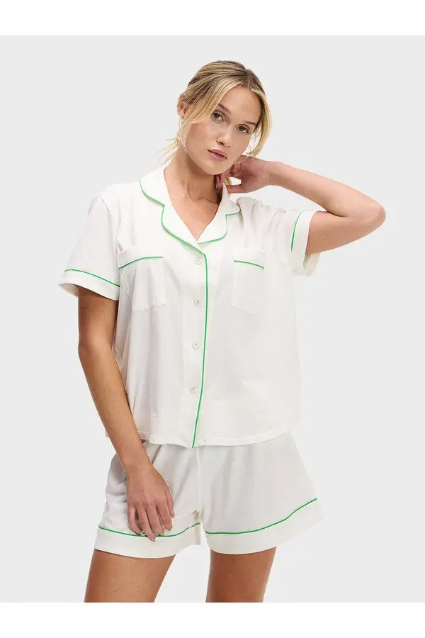SARAH ALEXANDRA Shorties Pajama Set: Tee Time - Green