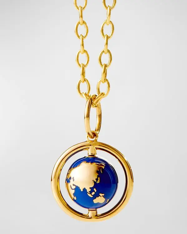 Syna Jewels 18k Yellow Gold Rotating Earth Pendant Necklace
