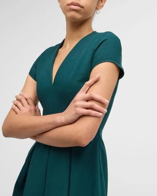 Emporio Armani Emma Pleated A-line Mini Dress - Pine Green