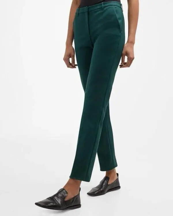 Emporio Armani Straight-leg Couture Cotton Trousers - Pine Green