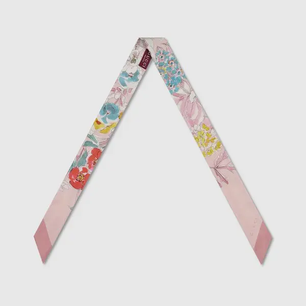 Gucci Printed Silk Twill Ribbon Silk - Pink