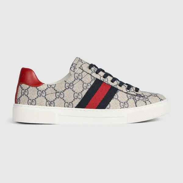 Gucci Ace Sneaker With Web Gg Canvas - Blue