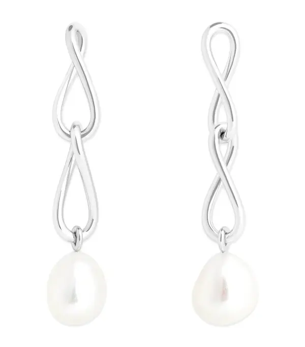 ASTRID & MIYU Sterling And Pearl Drop Earrings - Silver