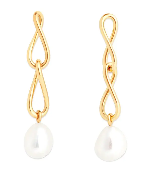 ASTRID & MIYU Plated Silver And Pearl Drop Earrings - Gold