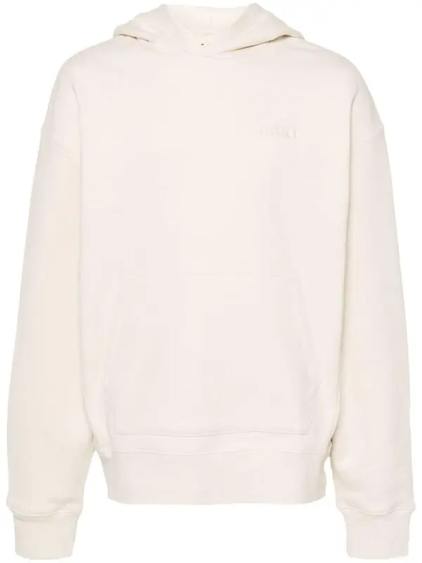 Amiri Logo Embroidered Cotton Hoodie - White