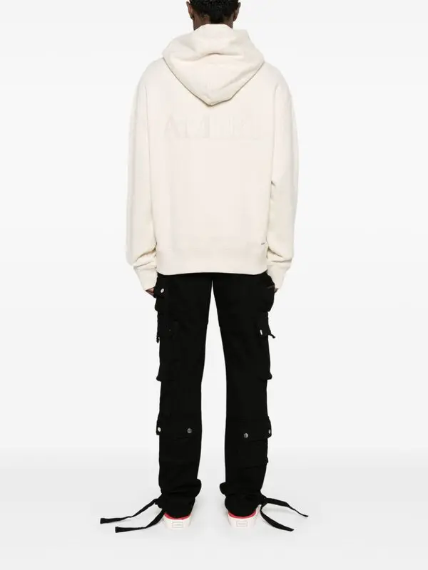 Amiri Logo Embroidered Cotton Hoodie - White
