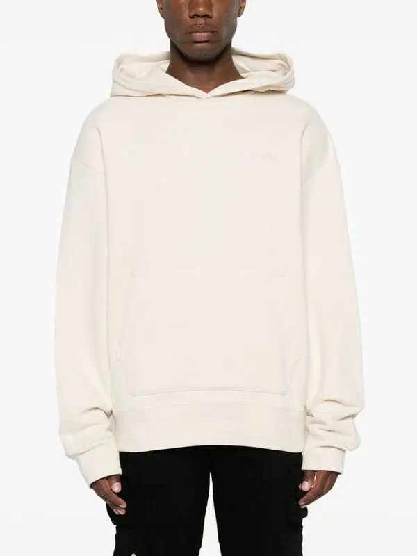 Amiri Logo Embroidered Cotton Hoodie - White