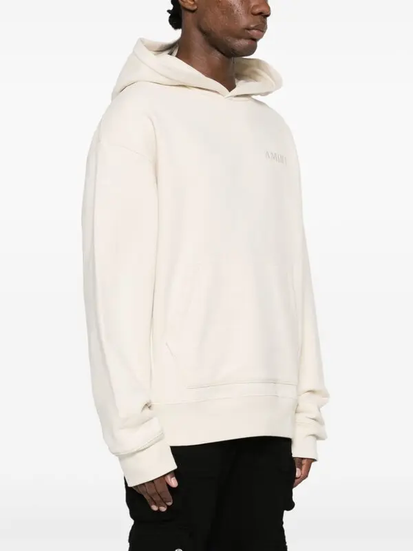 Amiri Logo Embroidered Cotton Hoodie - White