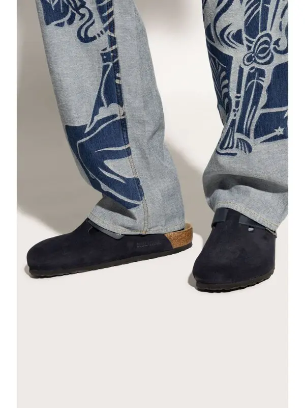 BIRKENSTOCK Boston Suede Slippers - Blue