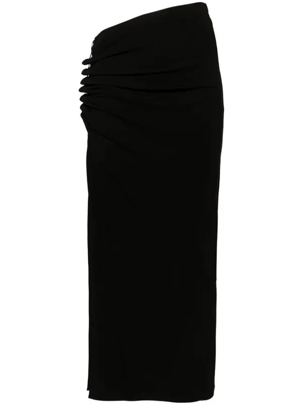 Rabanne Ruched Midi Skirt - Black