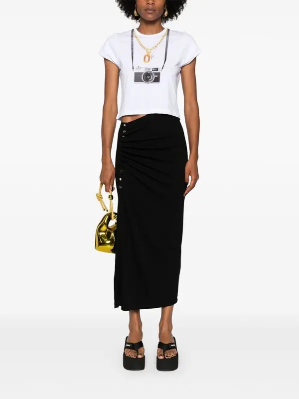 Rabanne Ruched Midi Skirt - Black