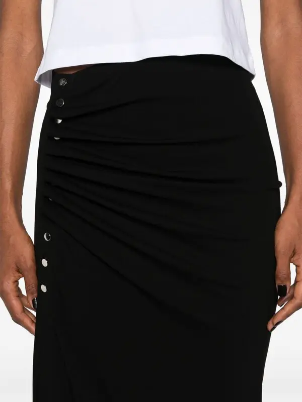 Rabanne Ruched Midi Skirt - Black