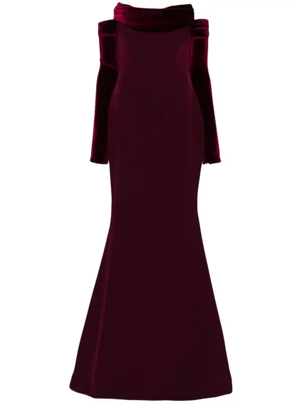 RHEA COSTA Raven Crepe Gown - Red