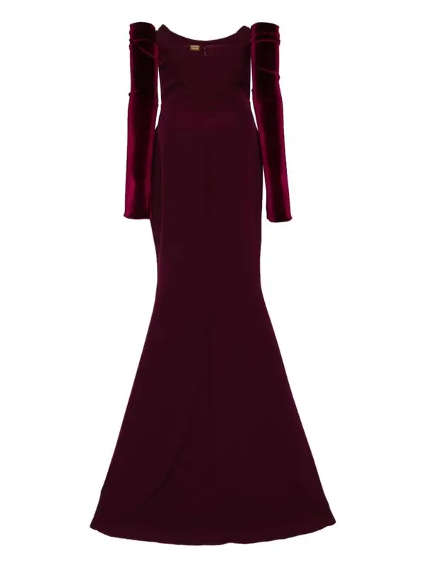 RHEA COSTA Raven Crepe Gown - Red