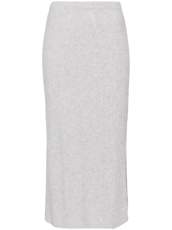 TWINSET Lurex Ribbed-knit Midi Skirt - Grey