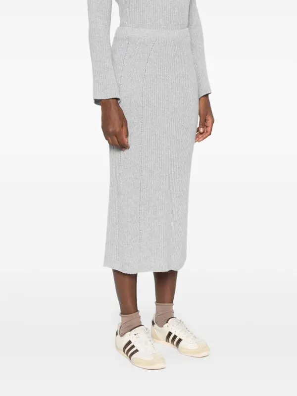 TWINSET Lurex Ribbed-knit Midi Skirt - Grey