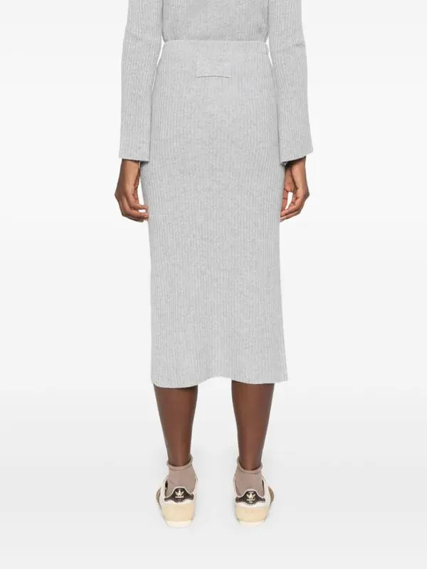 TWINSET Lurex Ribbed-knit Midi Skirt - Grey