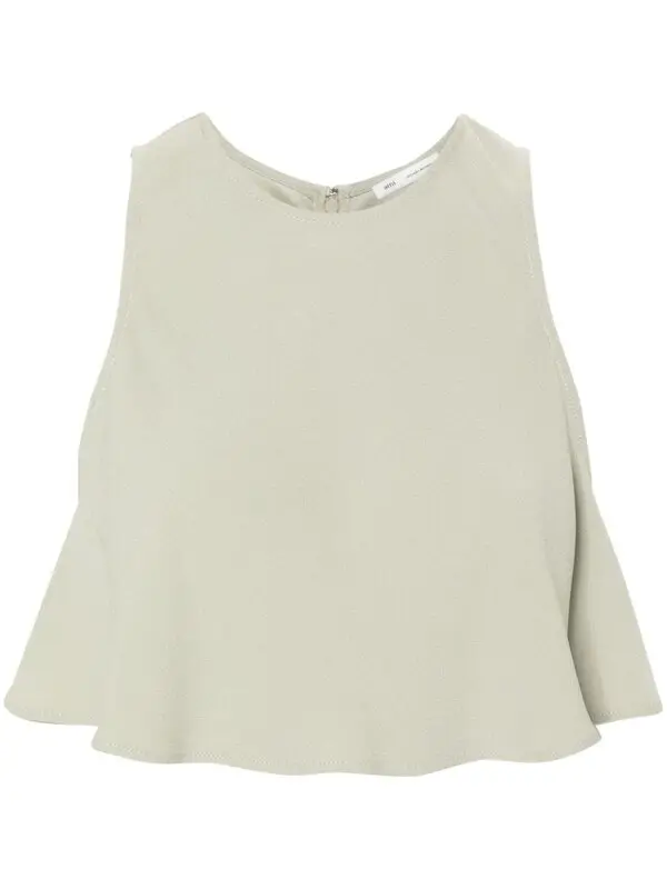 AMI Paris Crepe Cropped Top - Green