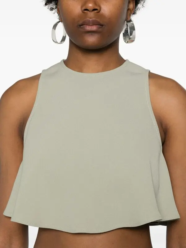 AMI Paris Crepe Cropped Top - Green