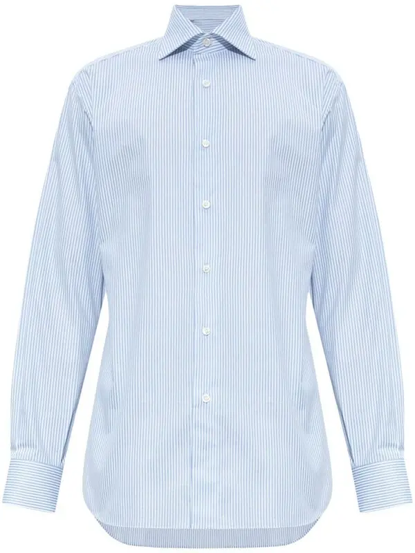 Brioni Classic Collar Pinstriped Shirt