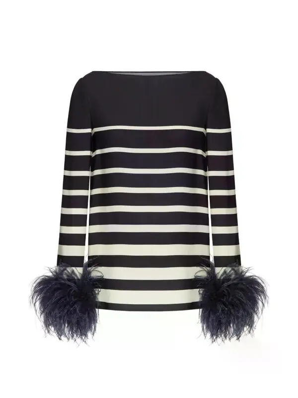 Valentino Garavani Top With Horizontal Stripe Pattern - Black
