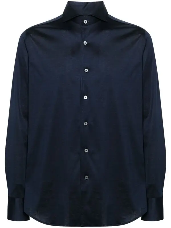 Canali Spread-collar Cotton Shirt