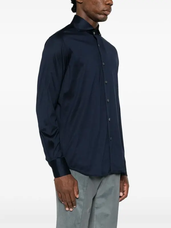 Canali Spread-collar Cotton Shirt