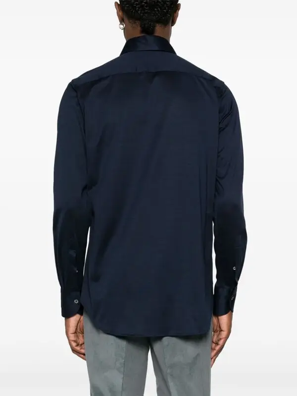 Canali Spread-collar Cotton Shirt