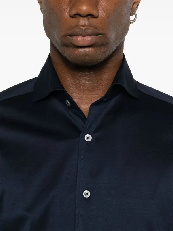 Canali Spread-collar Cotton Shirt