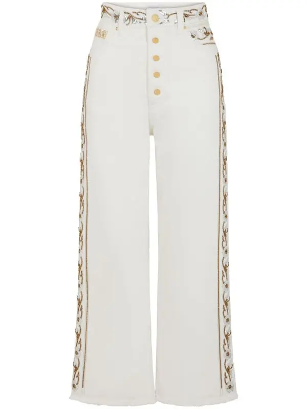 Rabanne Embroidered Cropped Jeans