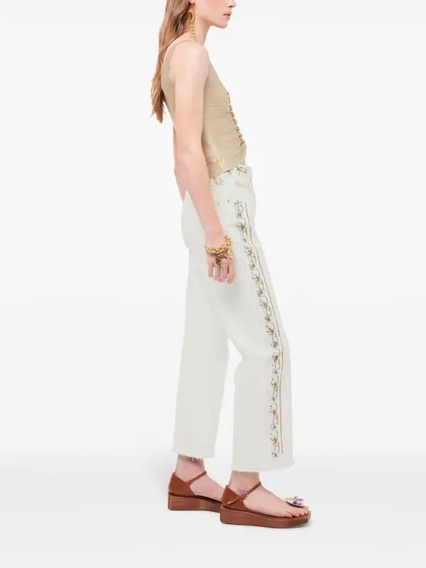 Rabanne Embroidered Cropped Jeans