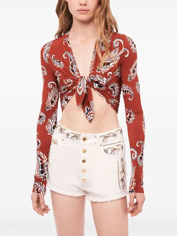 Rabanne Embroidered Denim Shorts - White