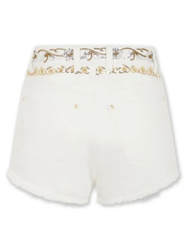 Rabanne Embroidered Denim Shorts - White