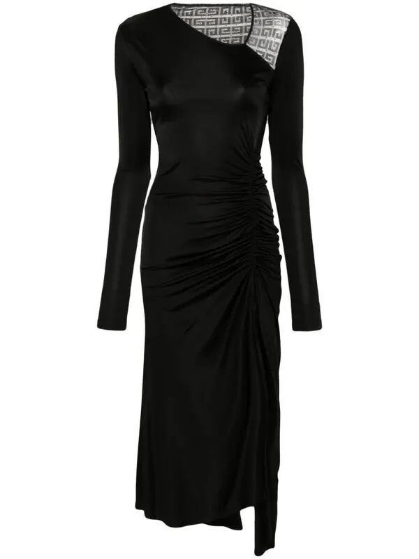 Givenchy 4g-lace Asymmetric Midi Dress