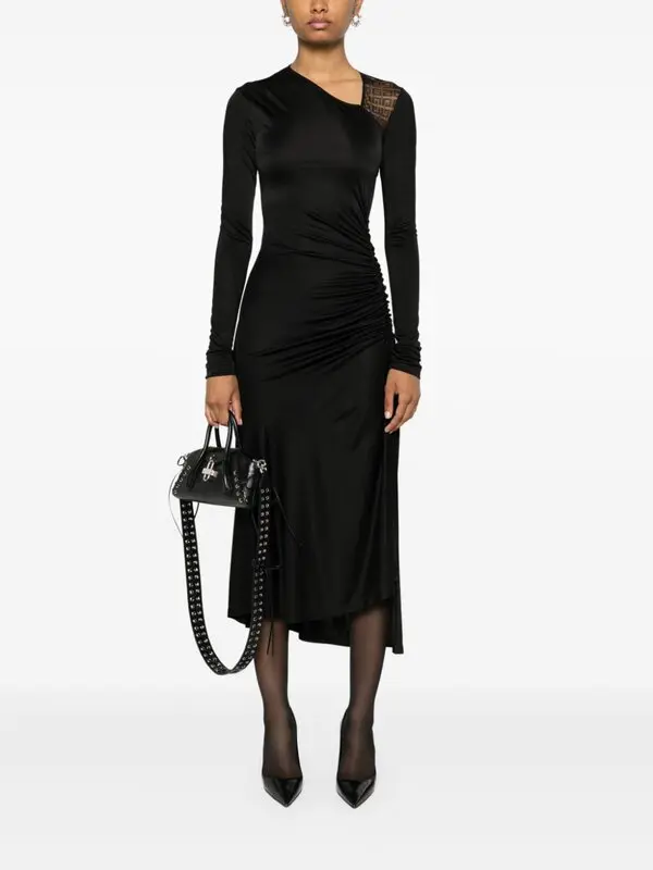 Givenchy 4g-lace Asymmetric Midi Dress