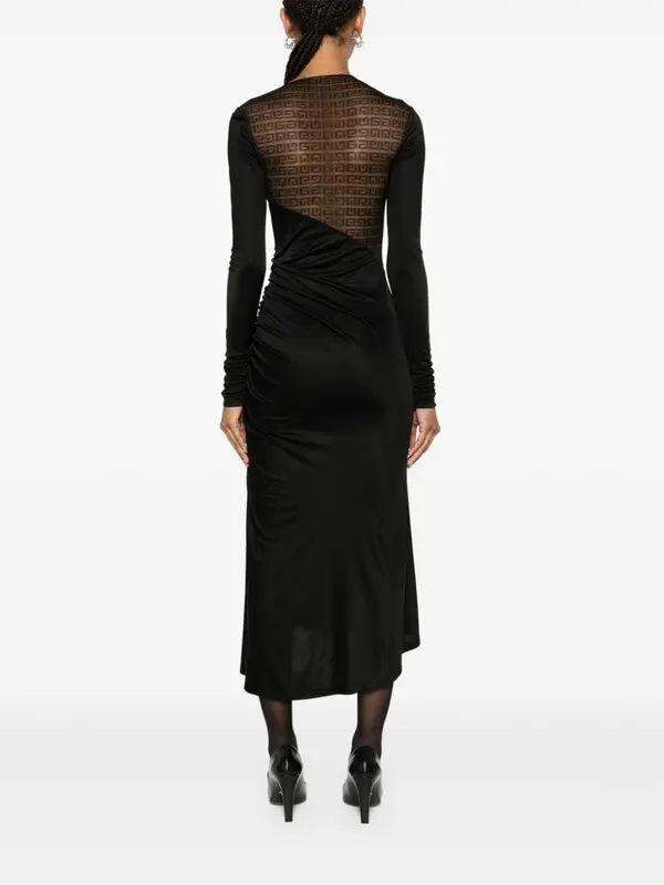 Givenchy 4g-lace Asymmetric Midi Dress