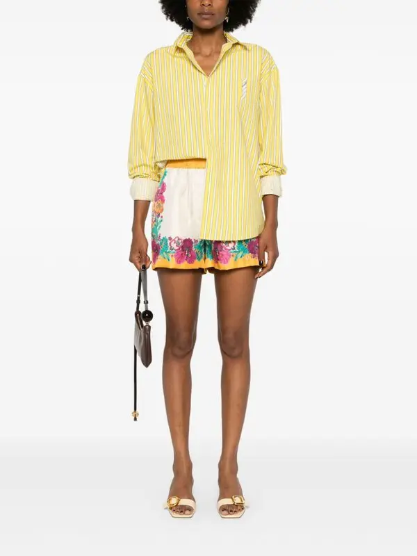 La DoubleJ Floral-print Silk Shorts - Neutrals