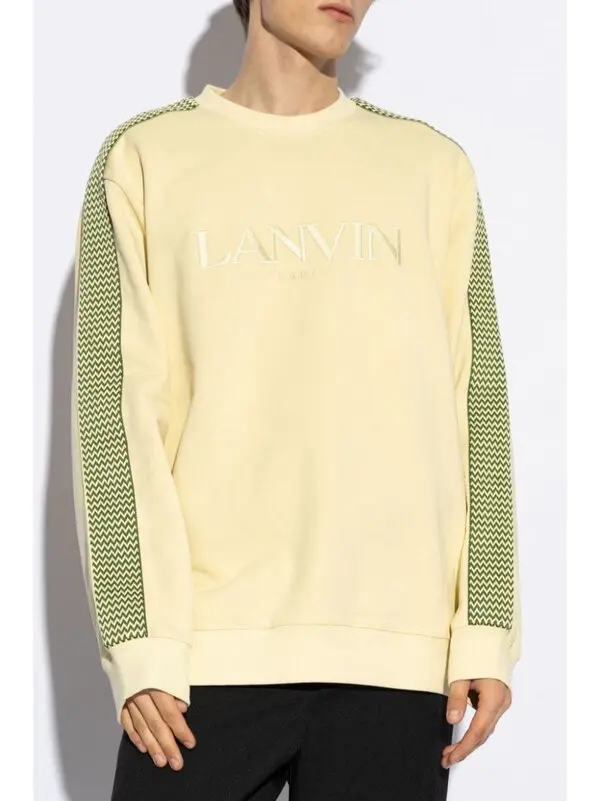LANVIN Logo Embroidered Cotton Sweatshirt - Yellow