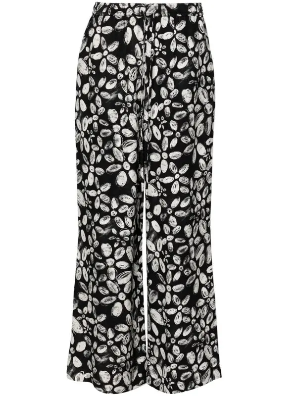 Marni Floral Print Trousers - Black