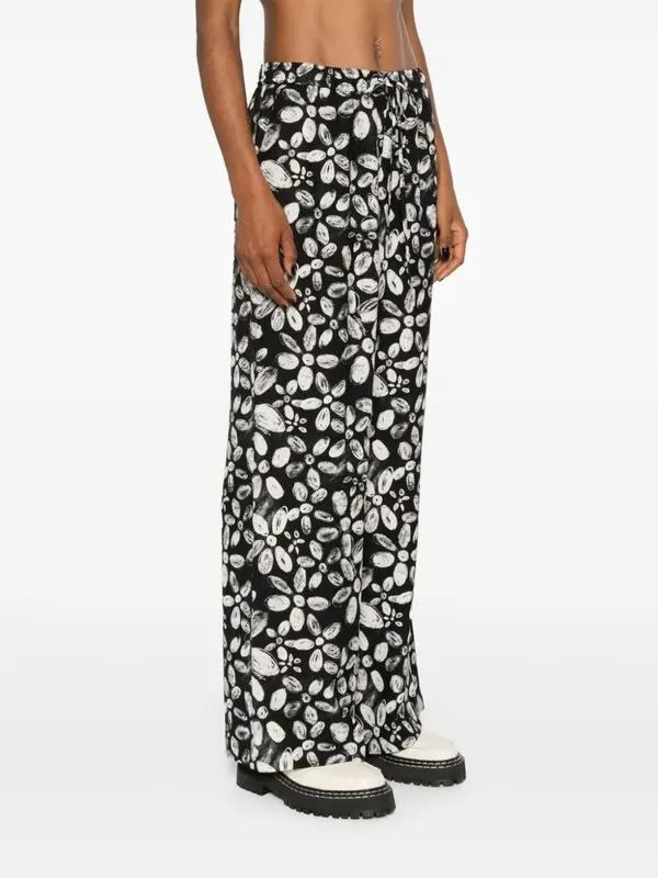 Marni Floral Print Trousers - Black