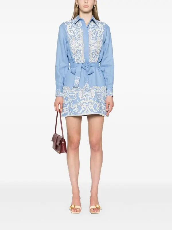 ALEMAIS Arion Embroidered Linen Mini Dress