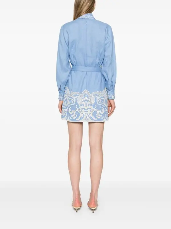 ALEMAIS Arion Embroidered Linen Mini Dress