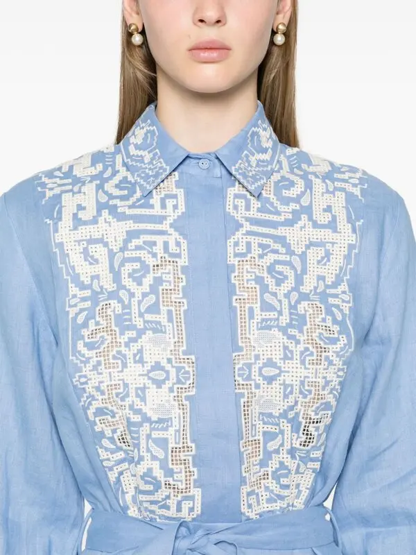 ALEMAIS Arion Embroidered Linen Mini Dress
