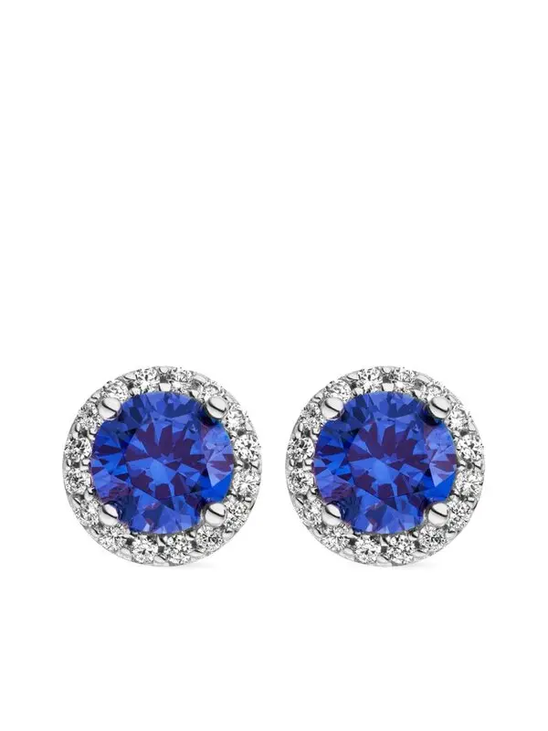 VEYNOU 14kt Gold Sapphire Stud Earrings - White