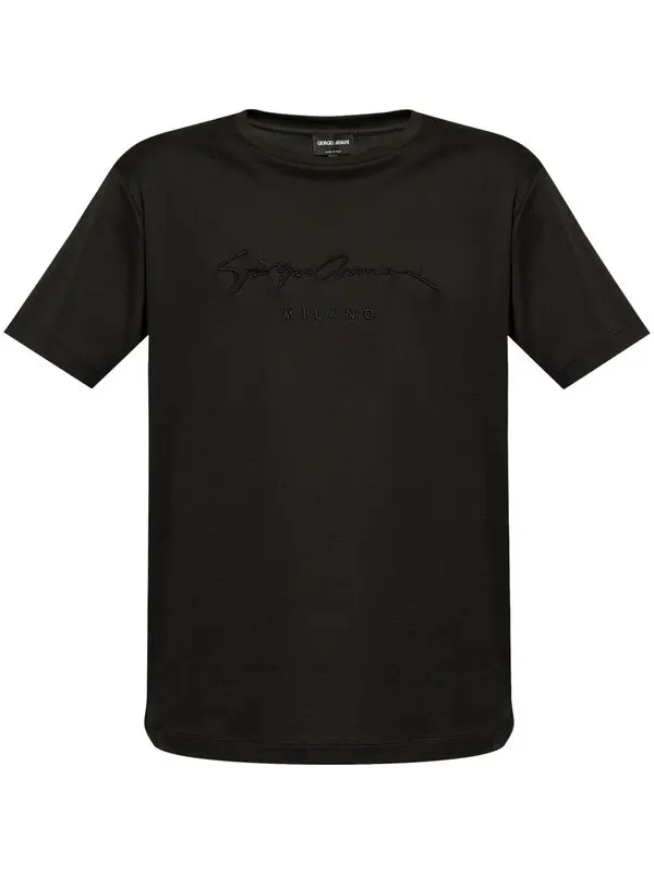 Giorgio Armani Logo-embroidered T-shirt - Black