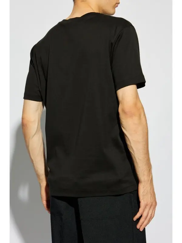 Giorgio Armani Logo-embroidered T-shirt - Black