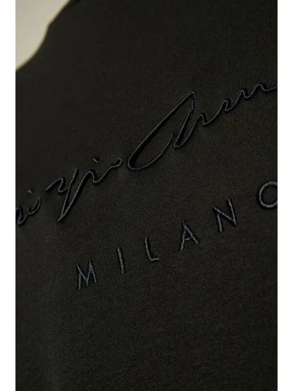 Giorgio Armani Logo-embroidered T-shirt - Black