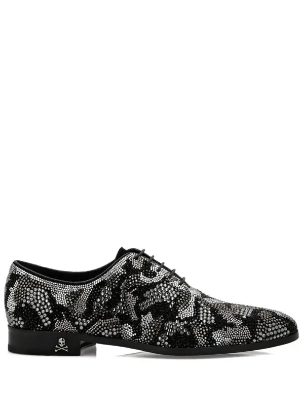 Philipp Plein Crystal-embellished Leather Oxford Shoes