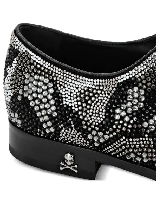 Philipp Plein Crystal-embellished Leather Oxford Shoes